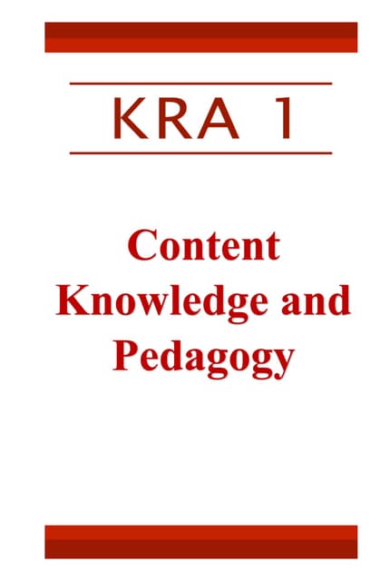 KRA 1 and 2 | DOCX | Educational Assessment | Education