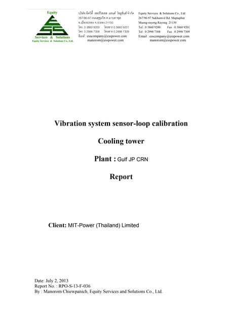 Vibration Analysis Report | PPTX