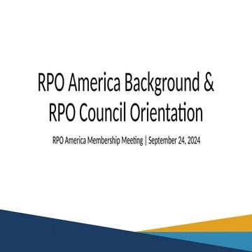RPO America and RPO Council Orientation: Rural and Regional ...