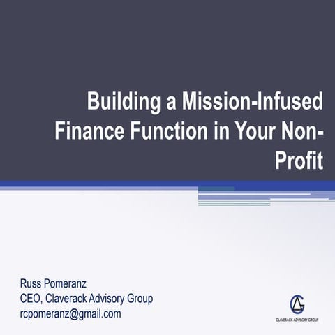 Building A Mission-Infused Finance Function In Your Nonprofit | PPT