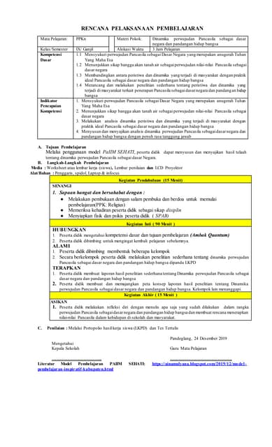 12. RPP 1 - (1).docx bab 1 kelas 9 materi penerapan pancasila | PDF
