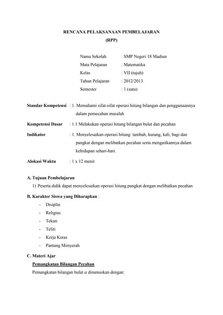 Contoh RPP Pelaksanaan Micro Teaching PGMI UIN Jakarta | PDF