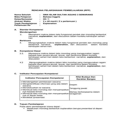 RPP BAHASA INGGRIS XII SMT 1 2013 | DOC