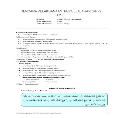 RPP Kelas 9 Semester Genap | PDF