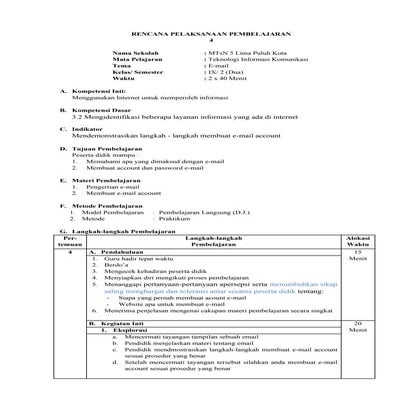 RPP - Langkah - langkah membuat e-mail account | PDF