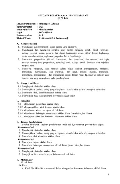 Modul Ajar Akidah Akhlak Kelas 8 Fase D Kurikulum Merdeka | PDF