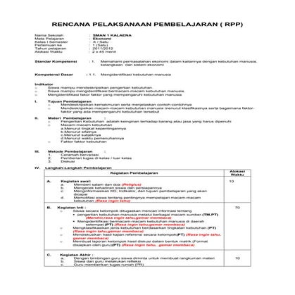 Rpp ekonomi-berkarakter-sma-kelas-x-semester-1-2-masbied | PDF