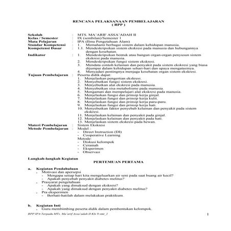 Rpp Ipa Terpadu 9 A | DOC