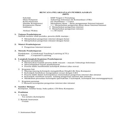 rpp-tik-9.informatika kelas 9 jenjang smp | DOC