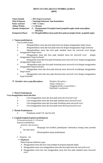 Rpp tik-berkarakter-kelas-8-sem-i1 | PDF