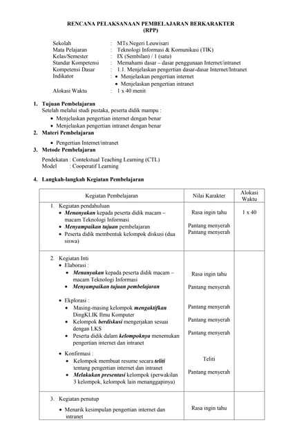 RPP TIK KELAS IX SEMESTER 2 | PDF