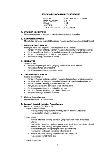 Contoh silabus rpp prota prosem rubrik tik | DOC