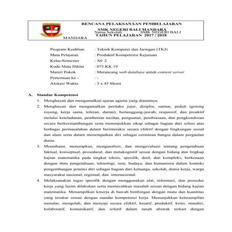 Rpp 1 web database | DOC