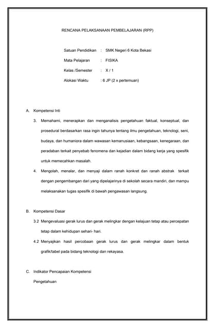 Rpp fisika glb dan glbb | DOCX