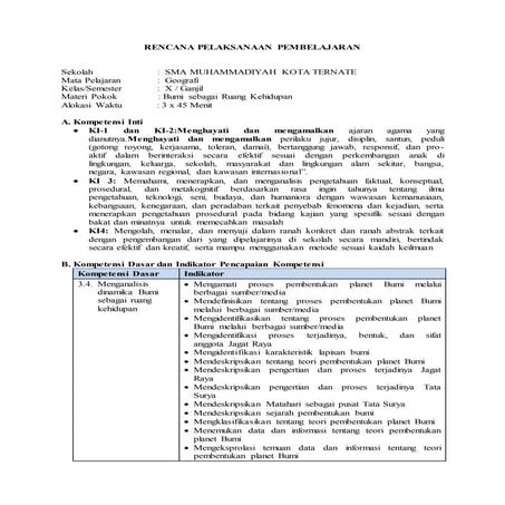 Rpp 4 bumi sebagai ruang kehidupan | DOCX