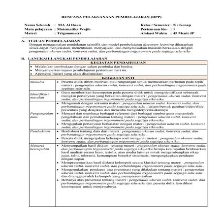 RPP 6 - Trigonometri.docxjjkkkkkkkkkkkkkkkkkkkkkkkkkkkk | PDF