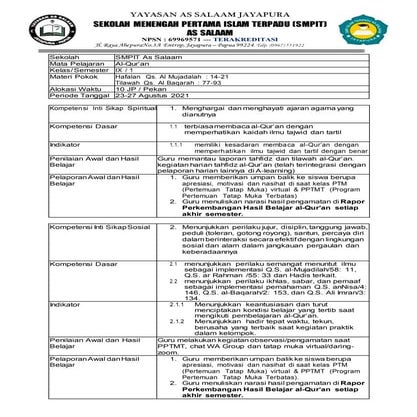 Rpp al qur'an_kls_9_(pekan_4) | DOCX