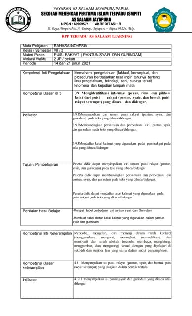 Rpp ips kelas 7 | DOCX