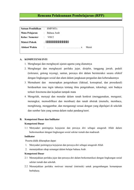 Modul Ajar Bahasa Arab Kelas 8 Fase D Kurikulum Merdeka | PDF