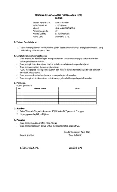 Rpp b.indo tema 5 | DOC