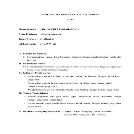RPP BAHASA INDONESIA | DOCX
