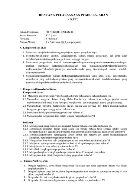 Rencana Pelaksanaan Pembelajaran BAHASA JAWA TEMA 7 SIIPP.docx