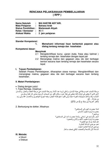 Modul Ajar Bahasa Arab Kelas 8 Fase D Kurikulum Merdeka | PDF