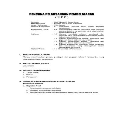 Rpp bindo kelas vii smtr 2 | PDF