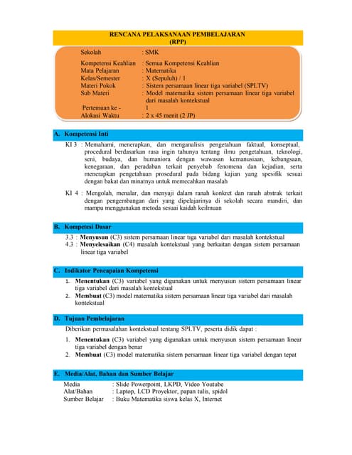 MODUL AJAR SISTEM PERSAMAAN LINEAR DUA VARIABEL (SPLDV) | PDF