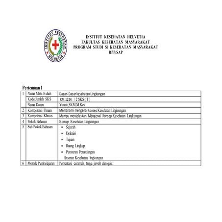 RPP DASAR KESLING | DOCX