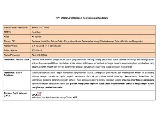 Modul Ajar IPS Kelas 9 Deep Learning | PDF