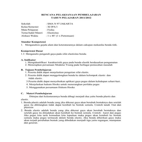 Rpp elastisitas 1 plpg baru | DOC