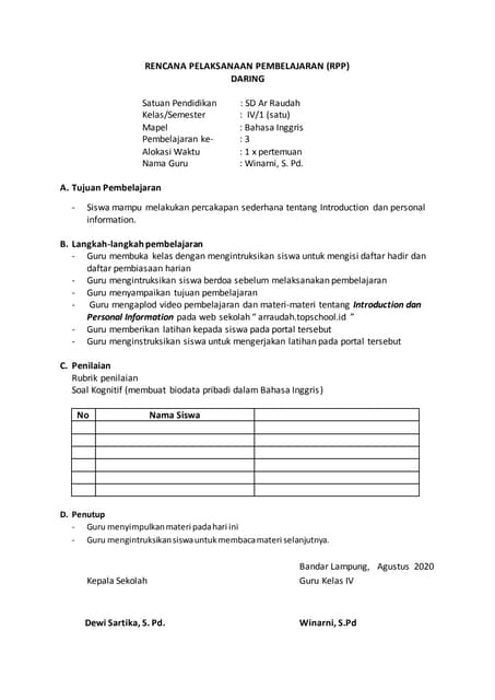 Rpp sbdp kls 6 | PDF