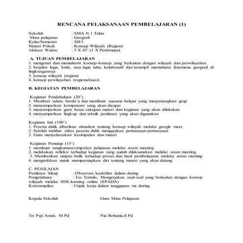 Rpp geografi kls_xii_ips. pertemuan 1 | DOCX