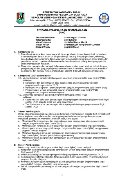 RPP Instalasi Motor Listrik Kelas XI | PDF