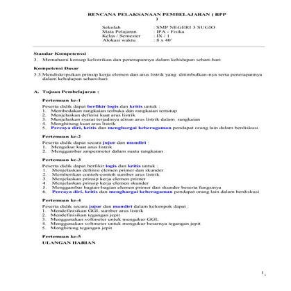 Rpp ipa berkarakter kd 3.3 kls 9 | PDF