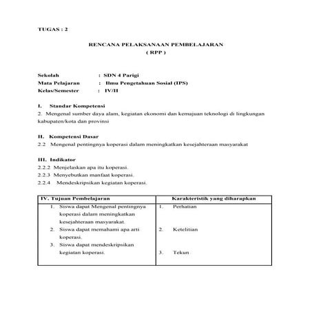 Rpp ips kelas iv | PDF