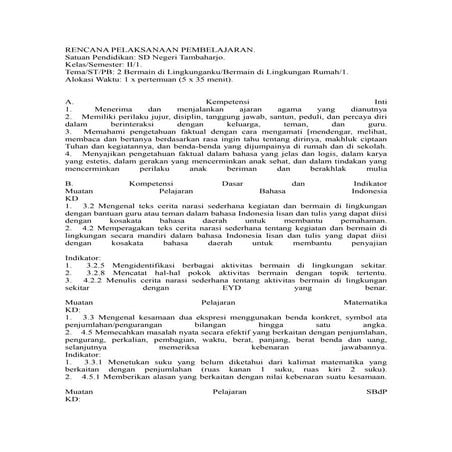 Rpp k2 t2 stbermain dilingkungan rumah pb 1 | DOC