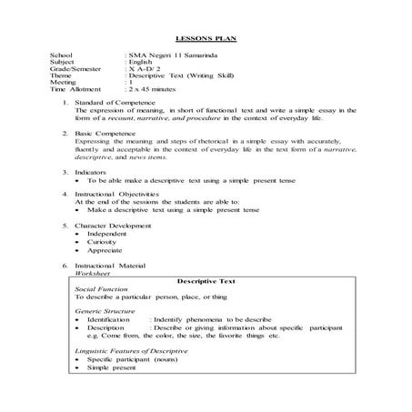 Lesson Plan Senior High School 1 | DOCX