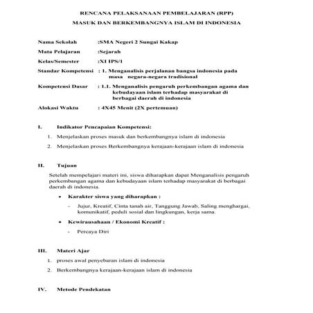 Rpp kelas 11 ips bab 3 | DOC