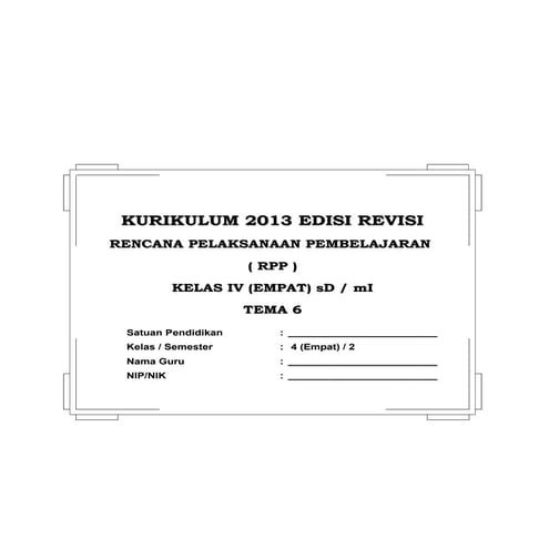 Rpp kelas 4 sd kurikulum 2013 edisi revisi 2016 | DOC