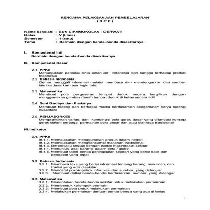 Rpp kelas 5 2013 | PDF