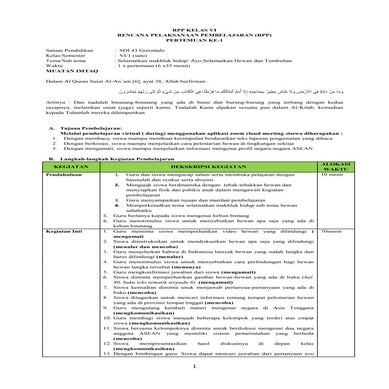 RPP KELAS 6 SD TEMA 1 SUB TEMA 3 | PDF