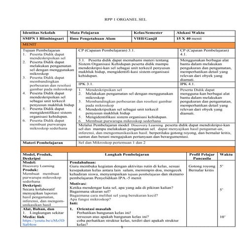rpp kelas 8 New ipa smpn 1 blimbingsari satap | DOCX