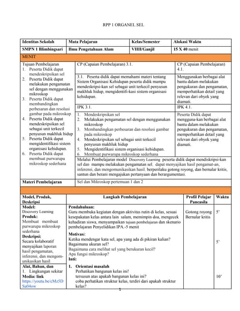 Modul Ajar Deep Learning IPA Kelas 8 Kurikulum Merdeka | DOCX