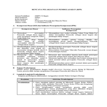 Rpp kelas 9 | DOC