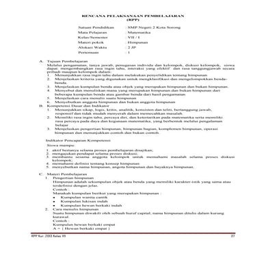 Rpp kelas vii (nh) | PDF