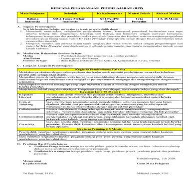 Rpp kelas xi teks prosedur ganjil (1) | PDF