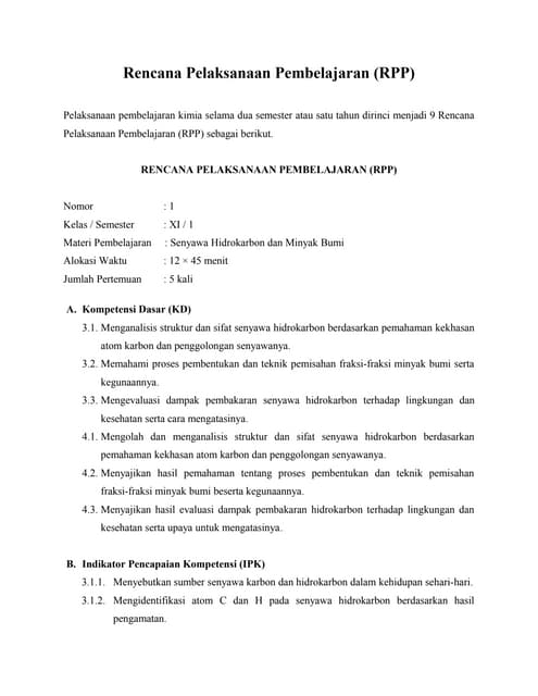 RPP KIMIA KELAS XI | PDF