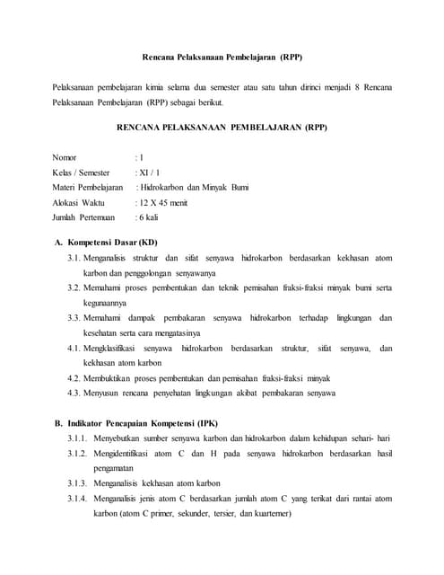 RPP KIMIA KELAS XI | PDF